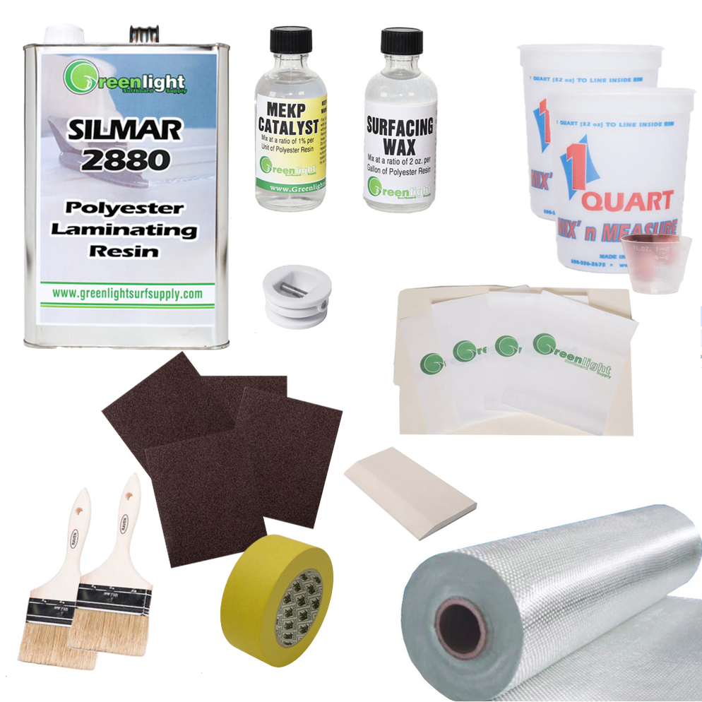Beginner Surfboard Glassing Kit with Polyester Resin — Greenlight Surf Co.